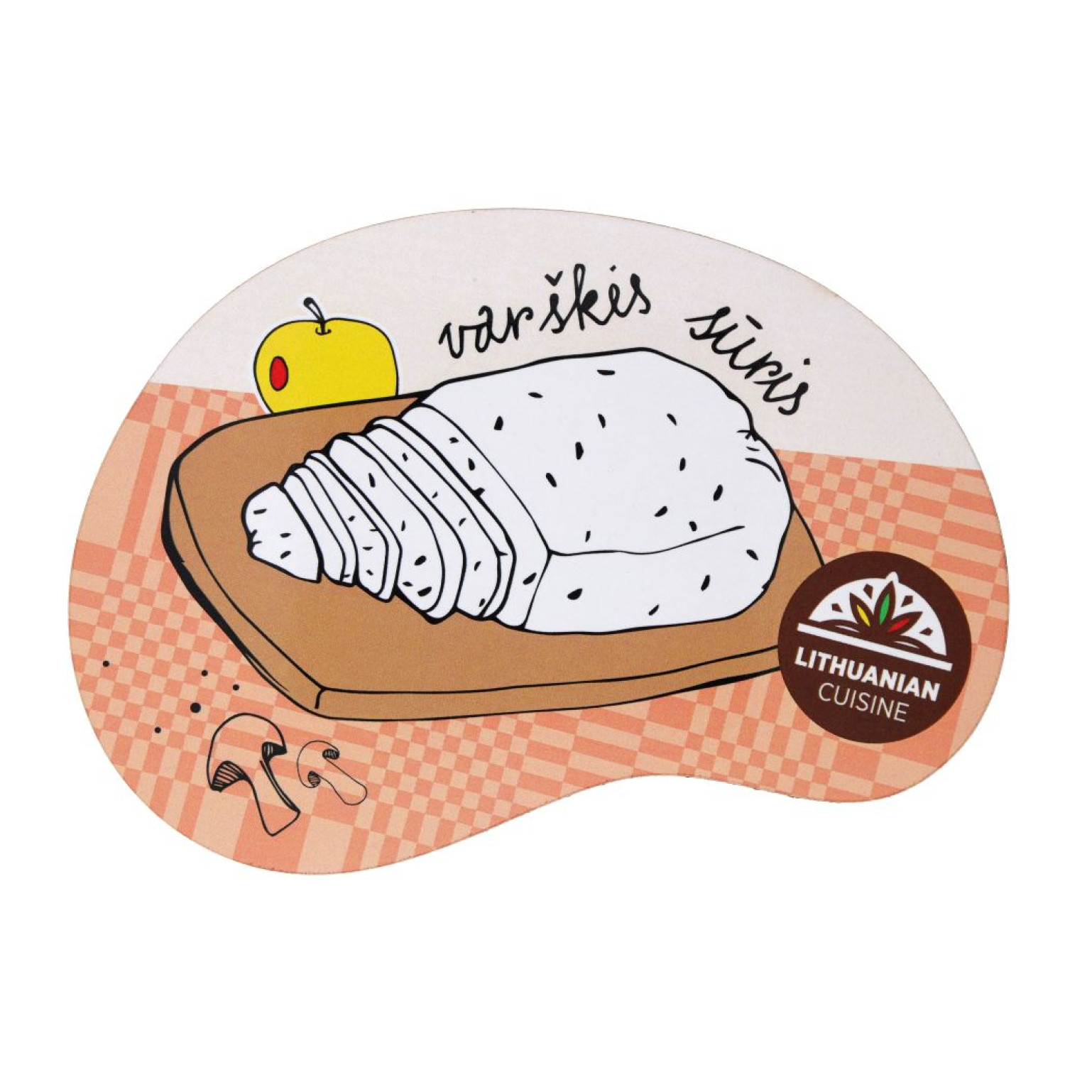 kamštinis padėkliukas puodeliui, varškės sūris dekoras