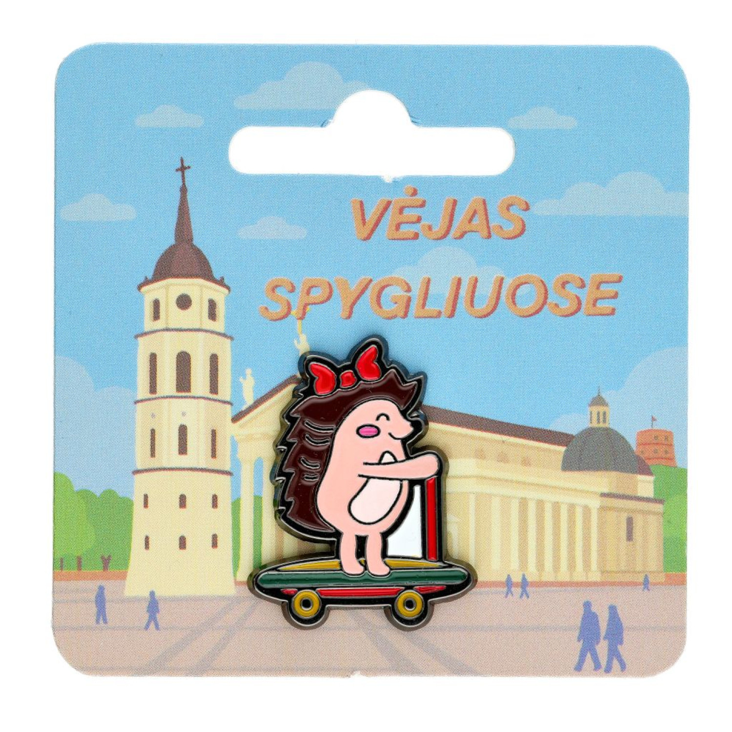 Hedgehog on a scooter pin badge